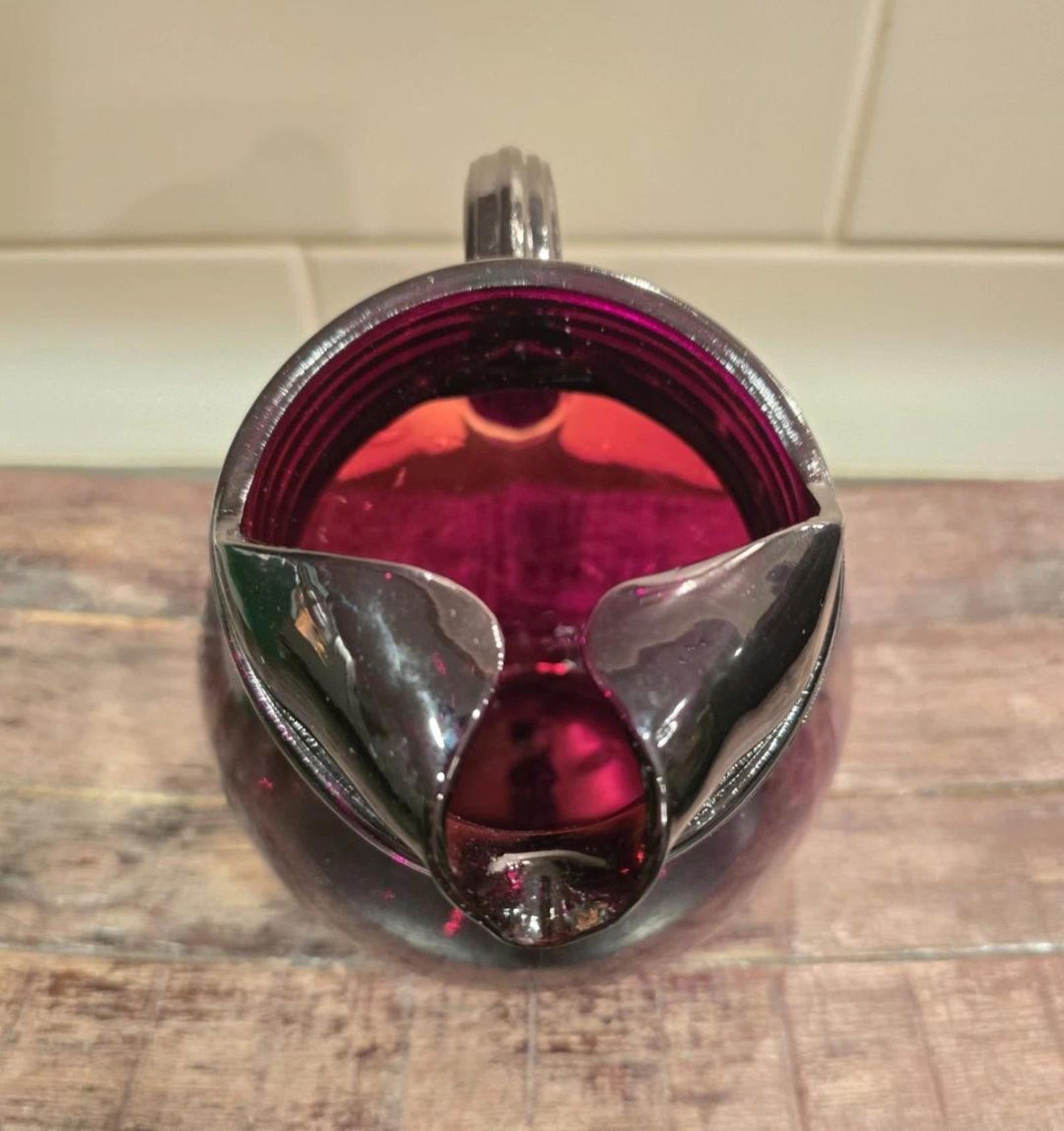 Vintage Anchor Hocking Ruby Red Handled Glass Ball Pitcher - Etsy