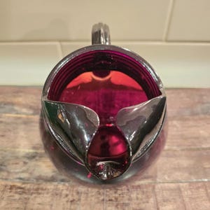 Vintage Anchor Hocking Ruby Red Handled Glass Ball Pitcher - Etsy