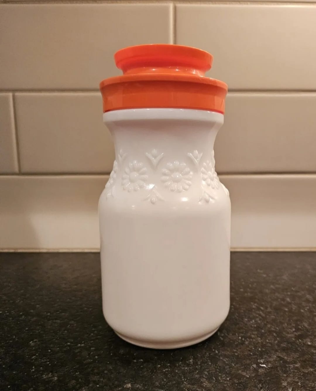 Vintage Tang Milk Glass Embossed With Daisies With Orange Lid - Etsy