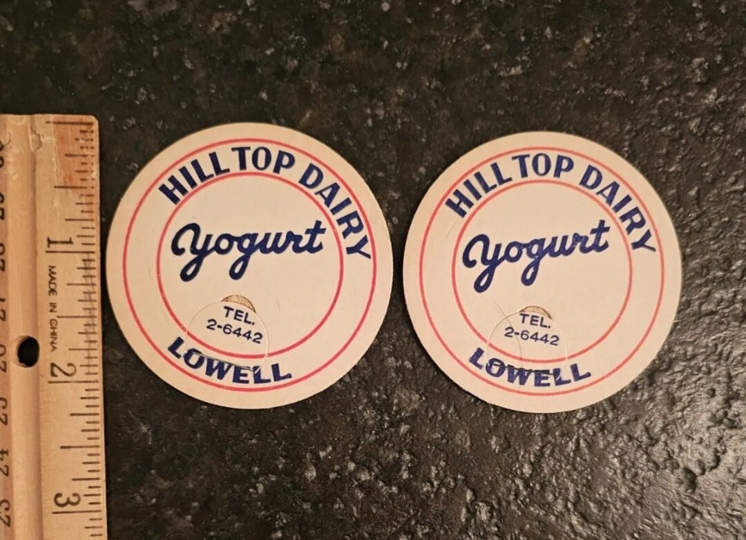 Vintage Lowell Hilltop Dairy Yogurt Milk Bottle Caps Set of 2 - Etsy