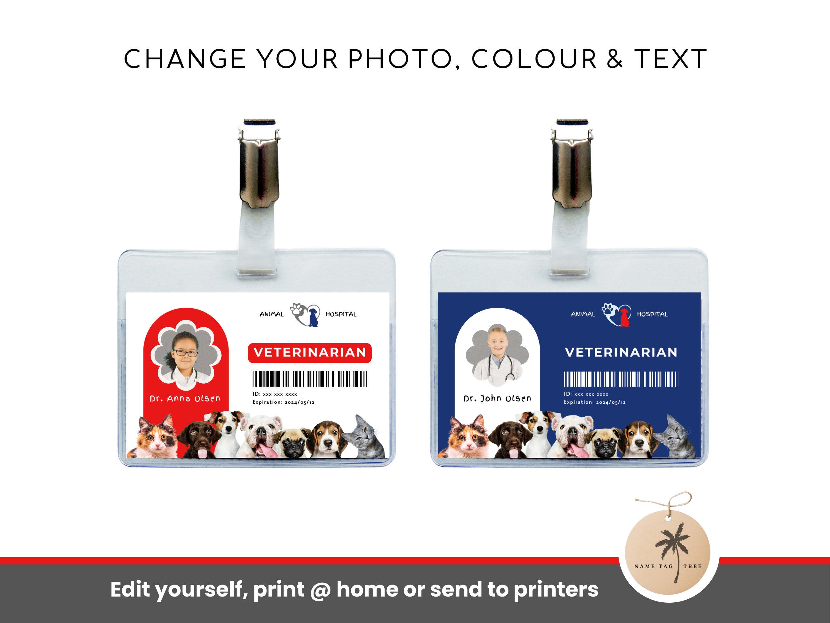 Veterinarian ID Badge Template | Pretend Play Printable | Doctors ...