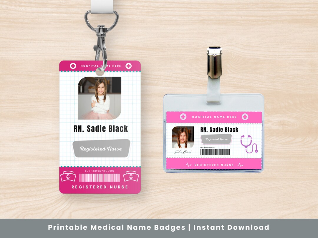Nurse Name Badge | Registered Nurse ID Card Pretend Play | Girl School ...