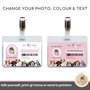 Customizable Vet Name Badge - Veterinarian ID Card for Kids Pretend ...