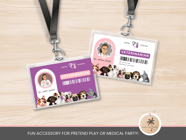 Pink Veterinarian ID Badge Template Vet Pretend Play Printables | DR ...