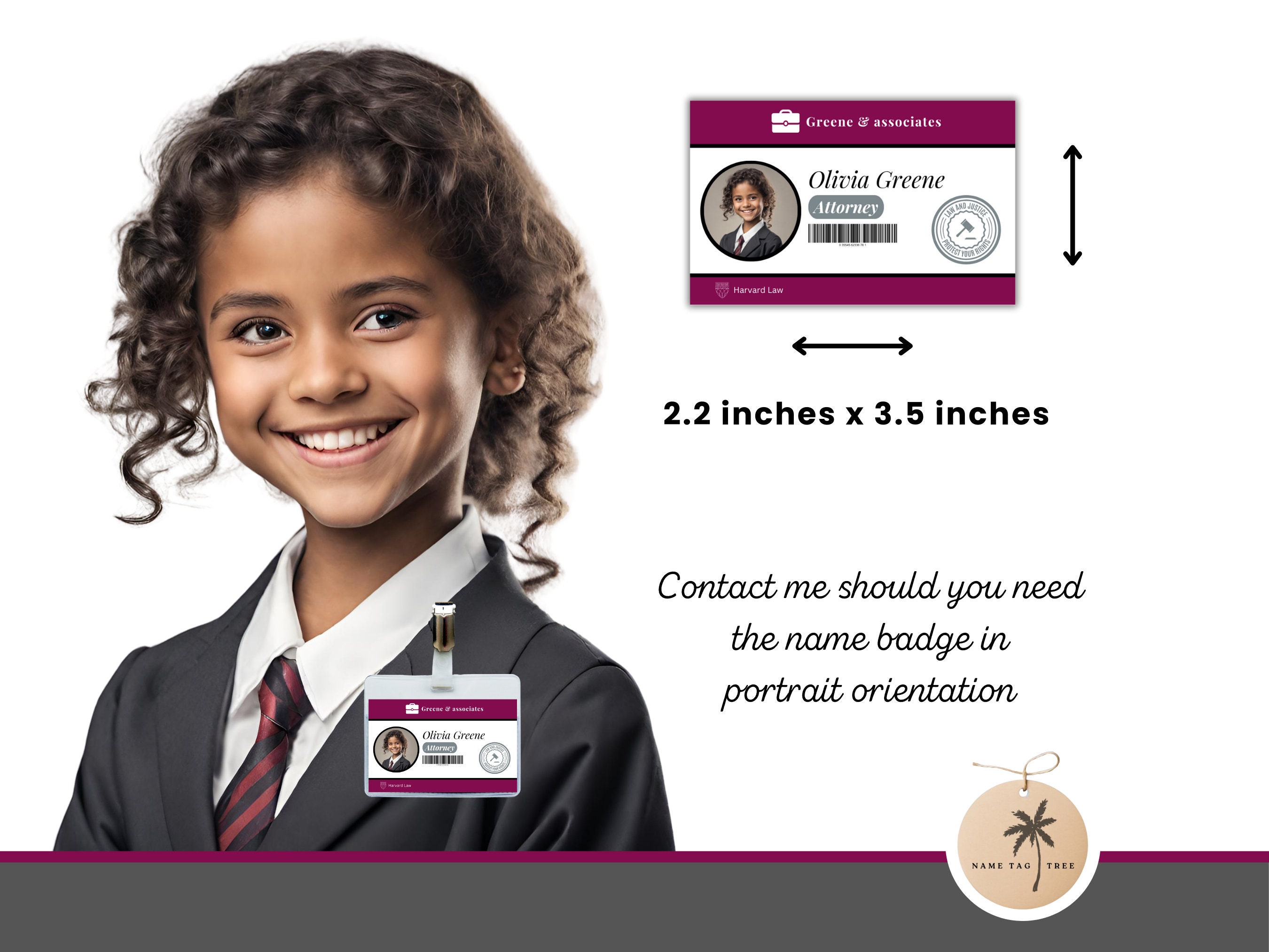 Attorney Name Badge for Kids: Printable and Editable Court Staff ID for ...