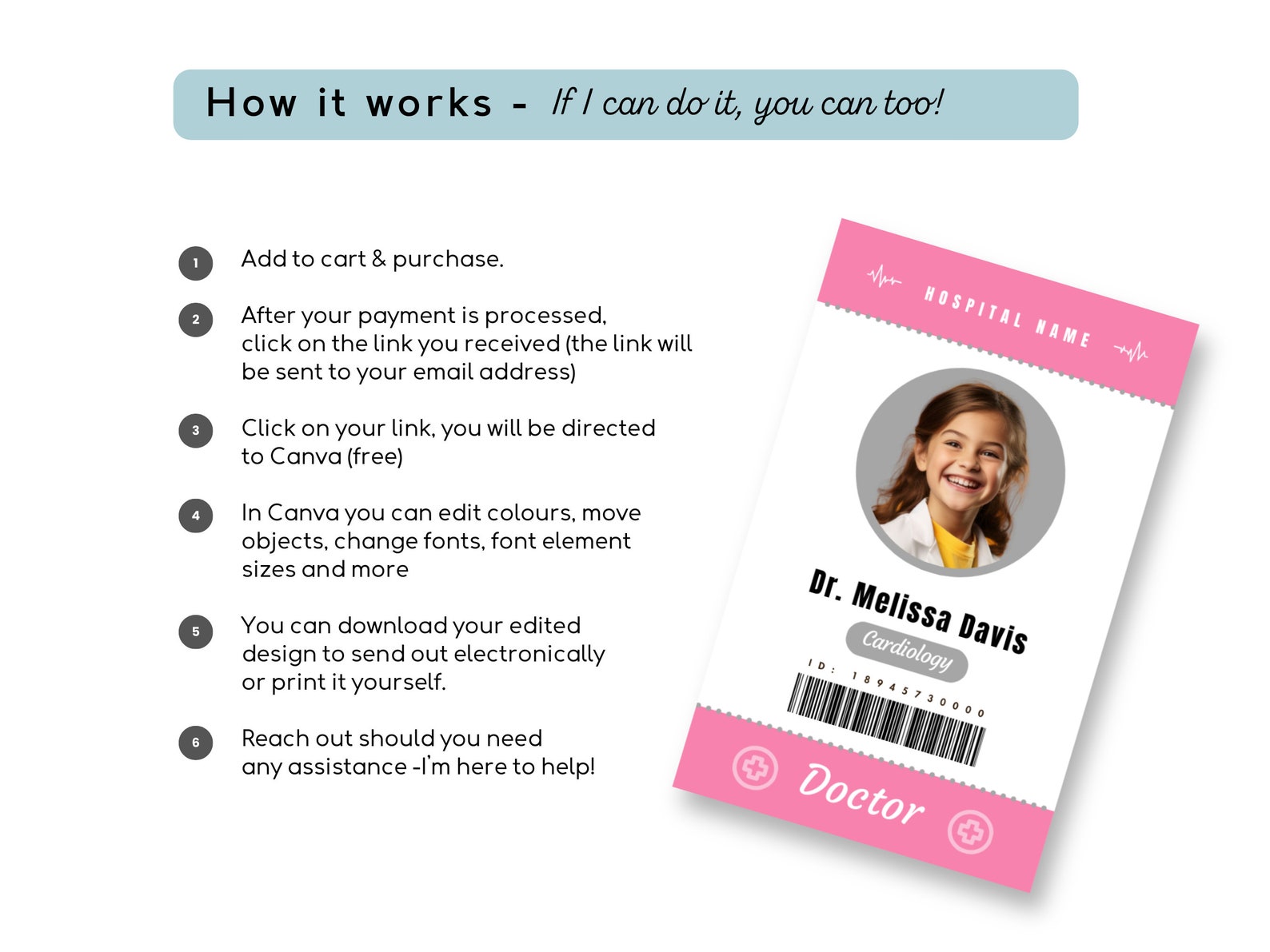 Editable Kids Doctor Badge Template | Printable Medical Name Tag ...