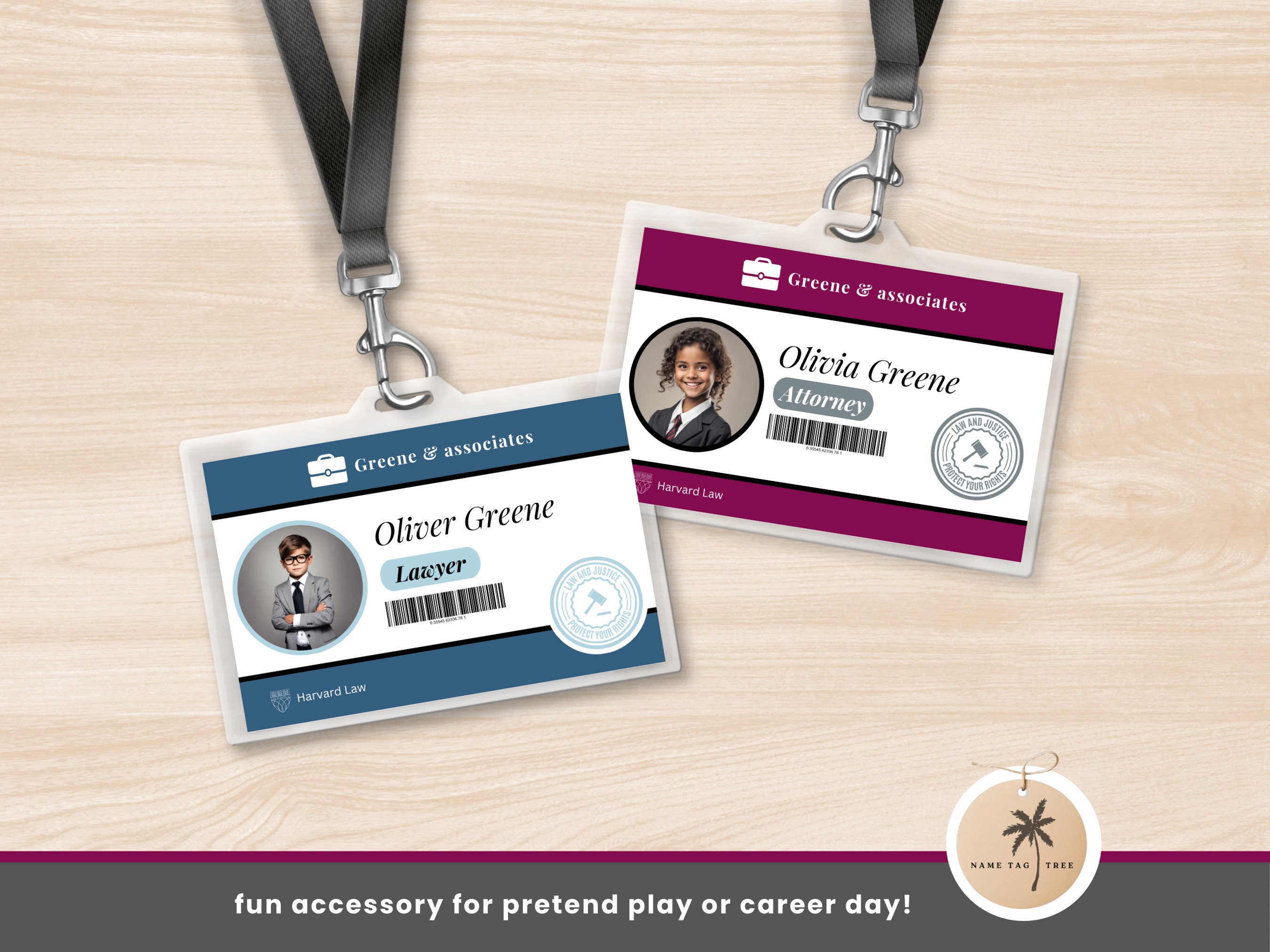 Kids Lawyer Name Badge: Printable, Editable Court Staff ID (digital ...