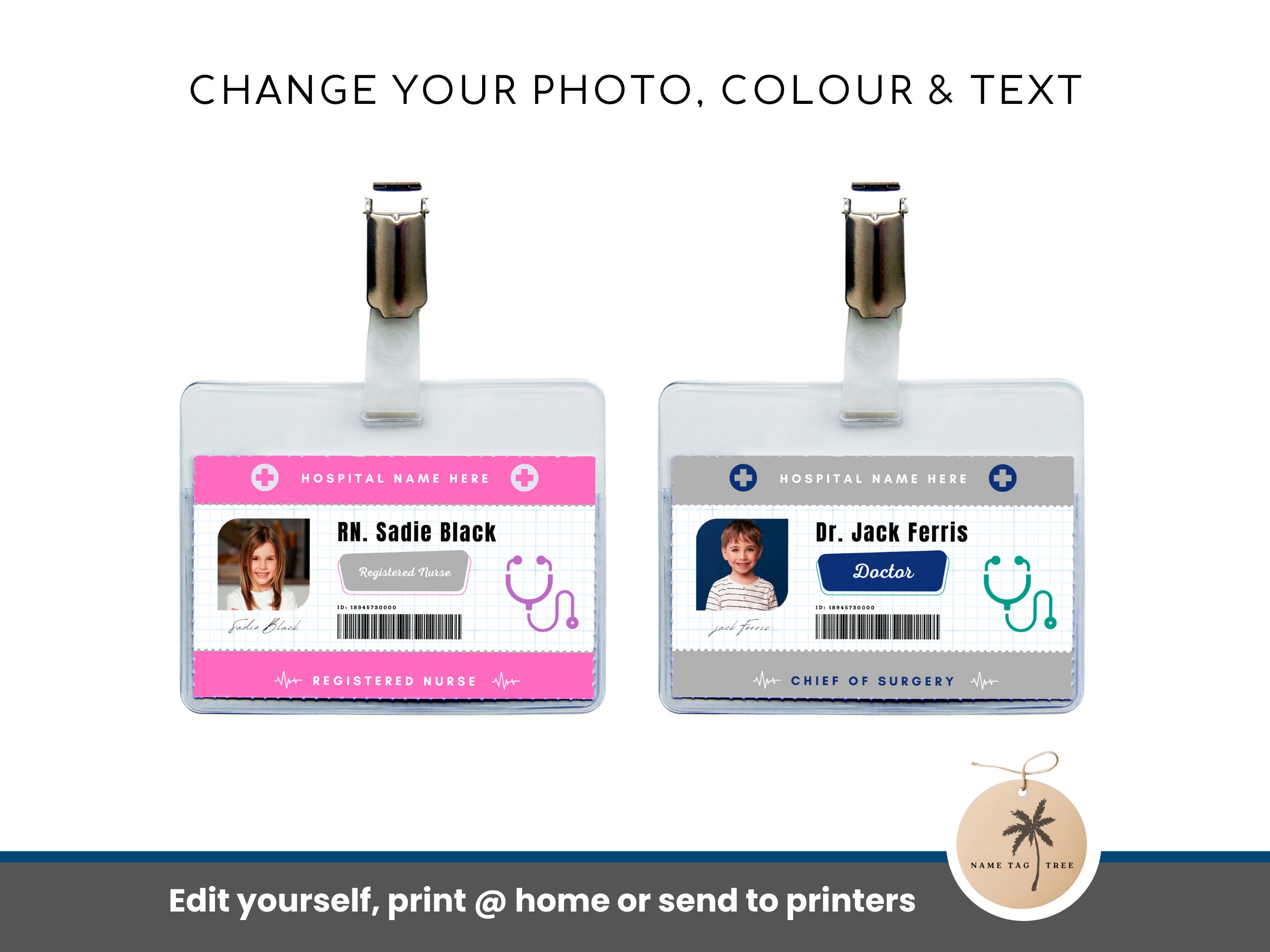 Nurse Name Badge | Registered Nurse ID Card Pretend Play | Girl School ...