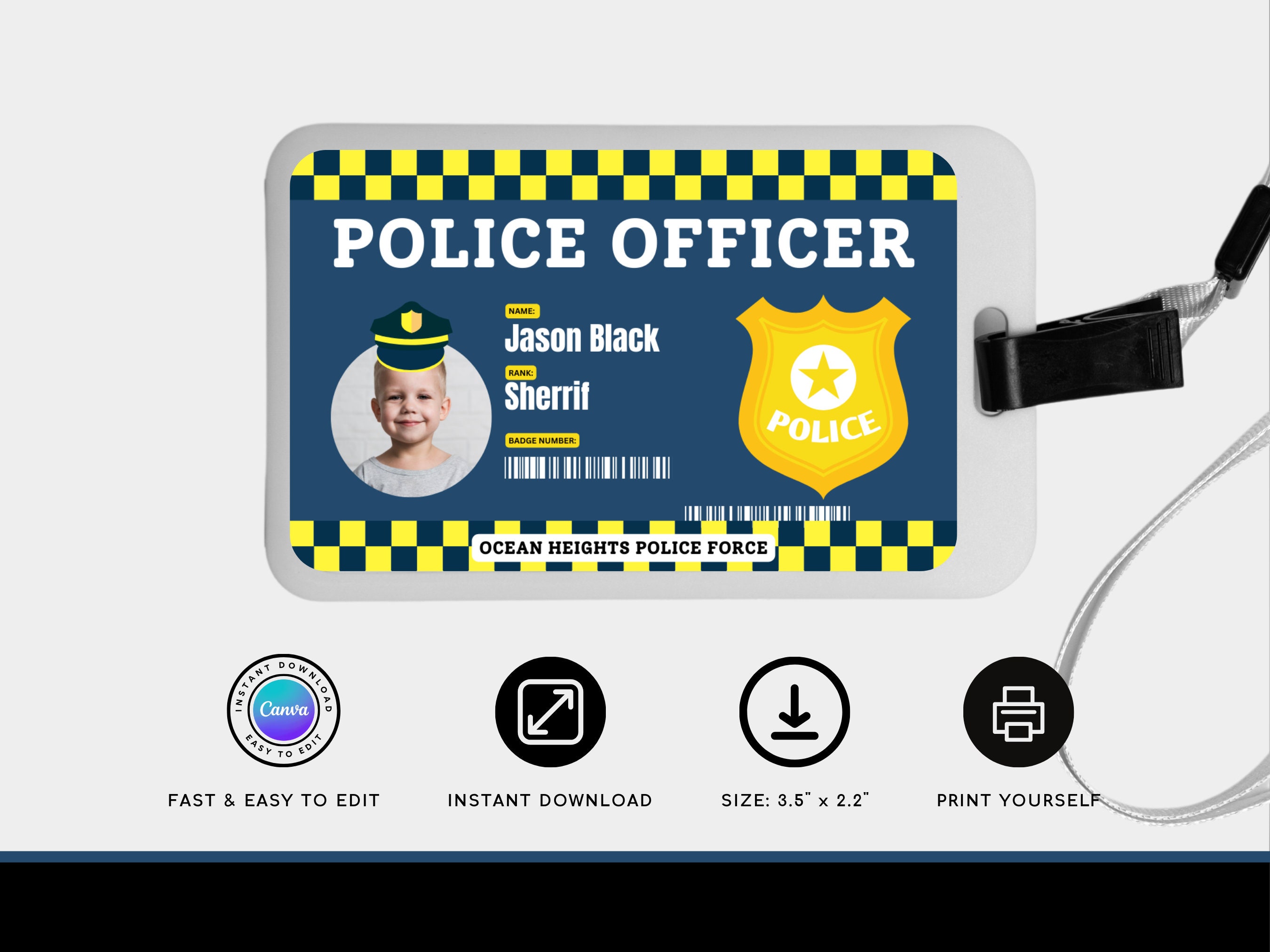 Kids Role Play Police Name Badge - Etsy
