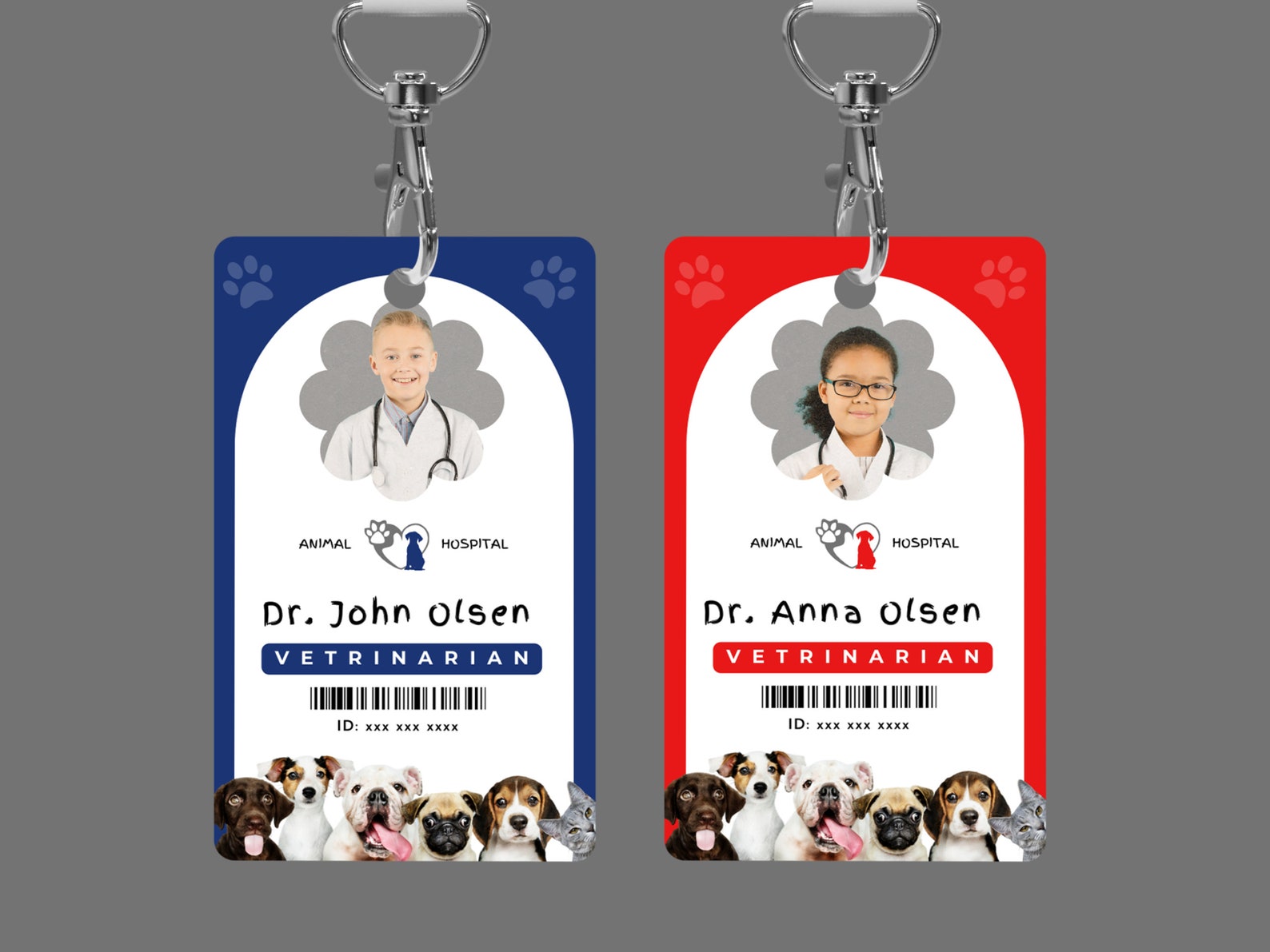 Veterinarian ID Badge Template Pretend Play Printable Doctors Scrubs ...