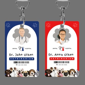 Veterinarian ID Badge Template Pretend Play Printable Doctors Scrubs ...