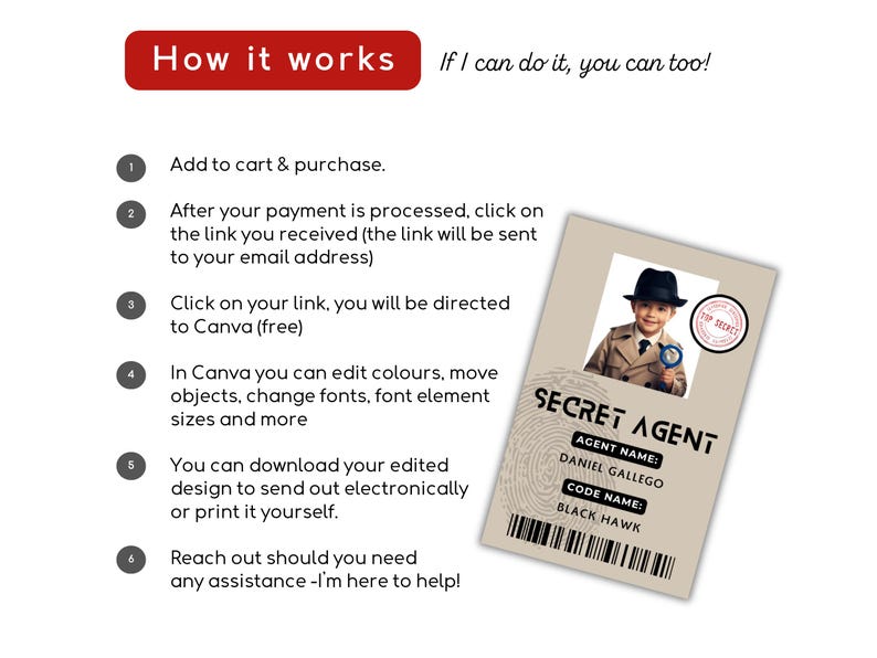 Printable Secret Agent ID Spy Name Badge | Detective Pretend Play - Etsy