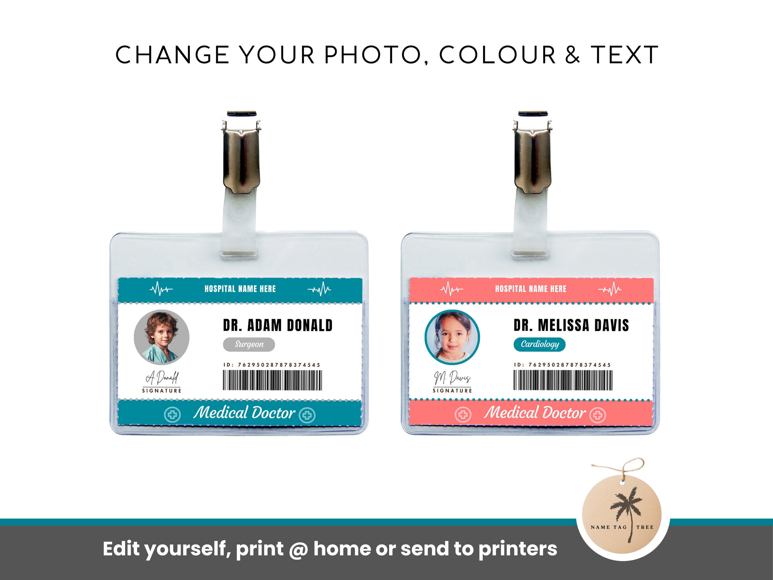 Kids Doctor Name Badge, Pretend Play ID Card Printable, Nurse Name ...