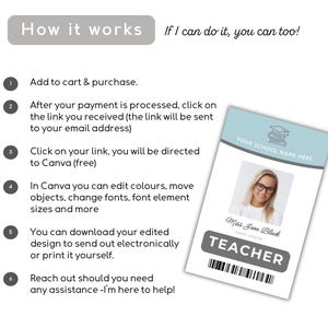 Customizable Teacher ID Card Template | School Name Badge - Etsy