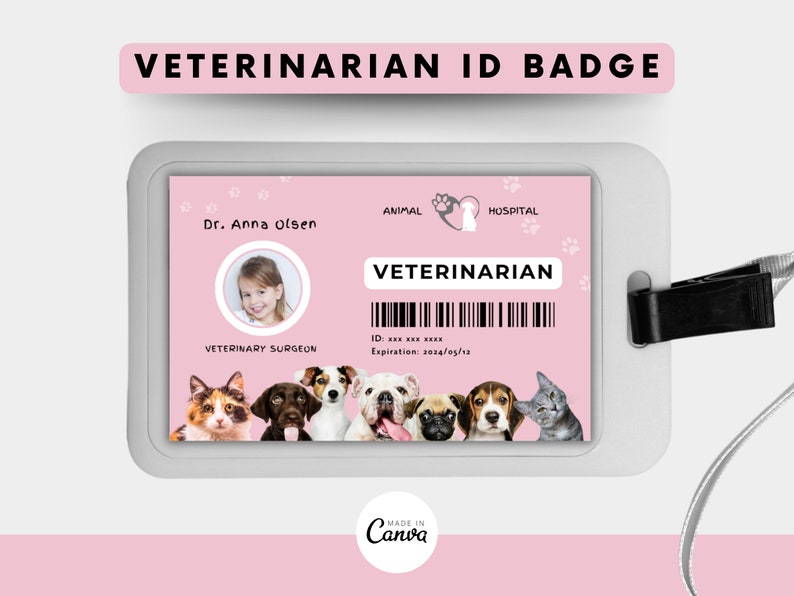 Kids Vet Name Badge | Veterinarian Pretend Play Custom ID Card - Etsy