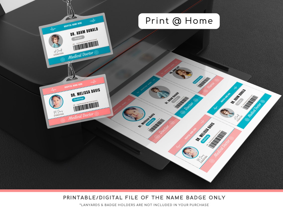 Kids Doctor Name Badge, Pretend Play ID Card Printable, Nurse Name ...