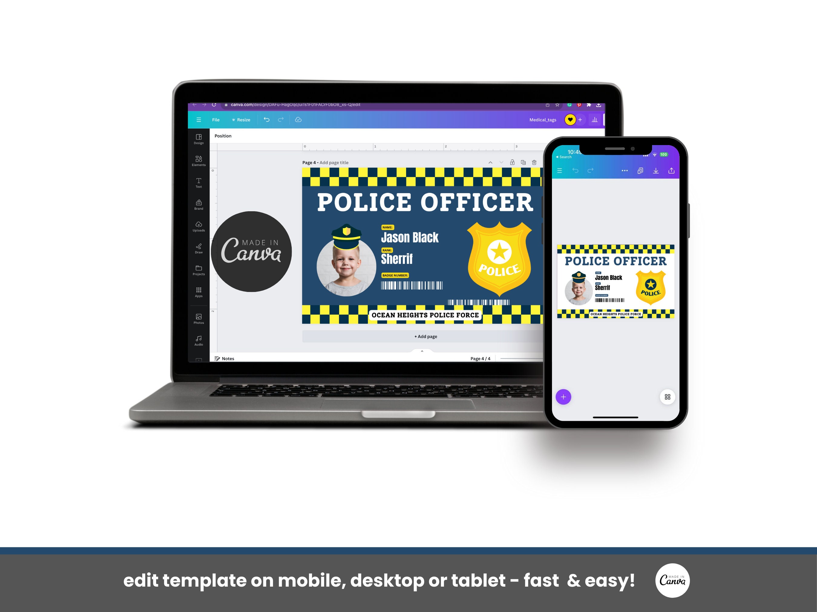 Kids Role Play Police Name Badge - Etsy