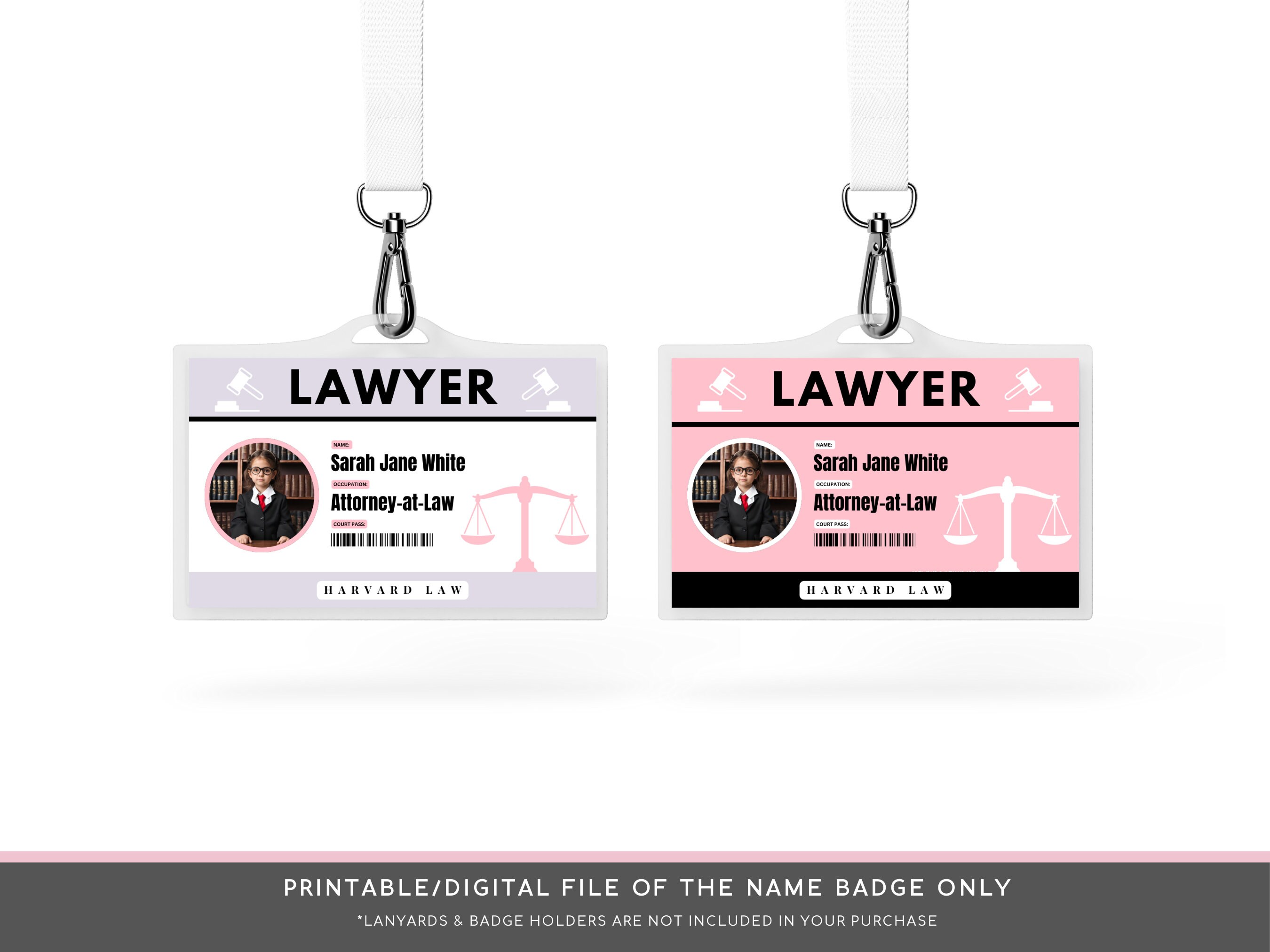 Kids Lawyer ID Badge Printable Editable Court Staff ID Pretend Play ...