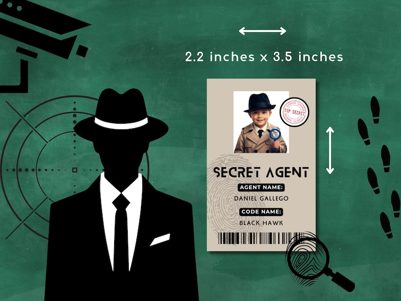 Printable Secret Agent ID Spy Name Badge | Detective Pretend Play - Etsy