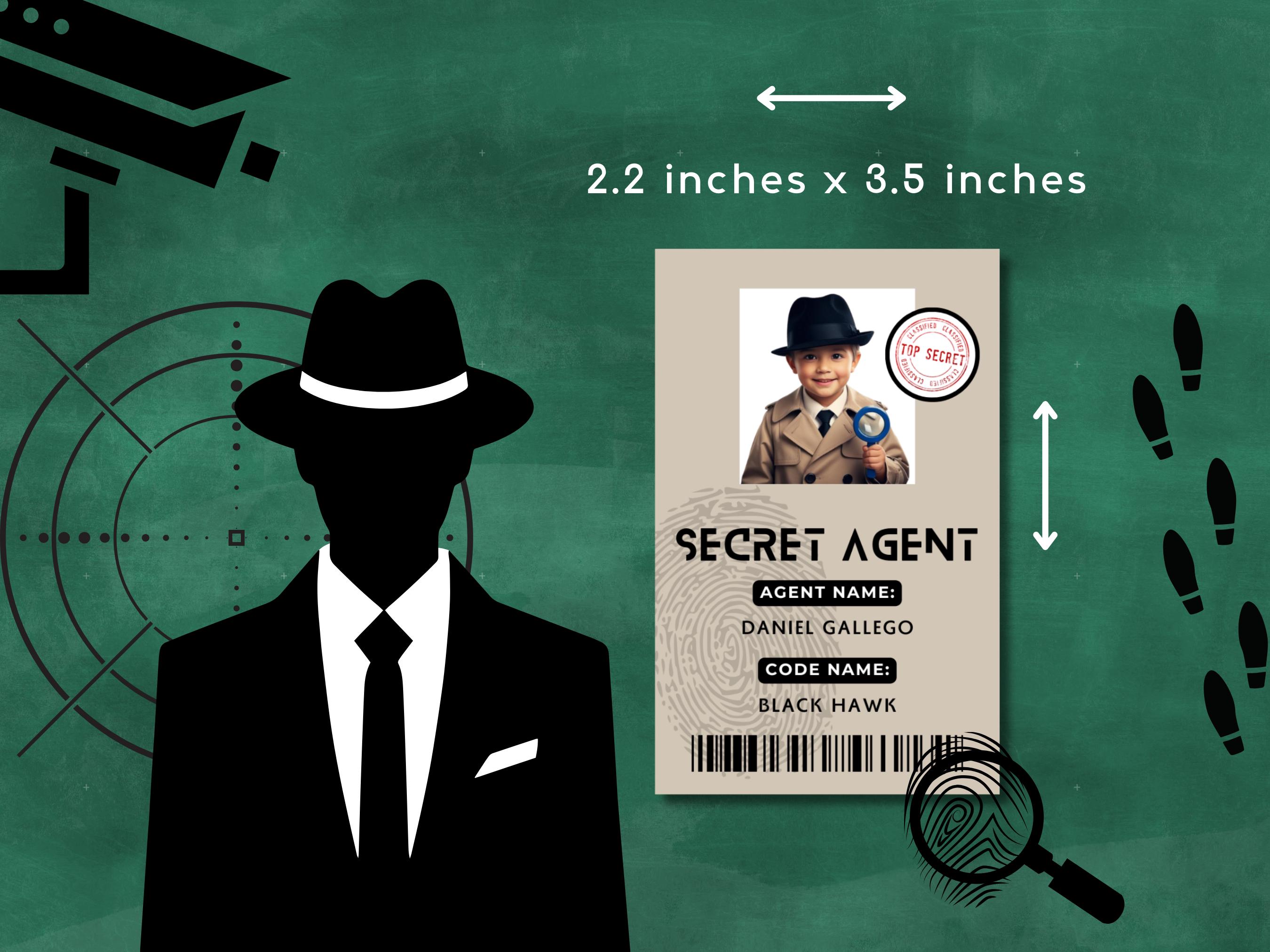Printable Secret Agent ID Spy Name Badge | Detective Pretend Play - Etsy