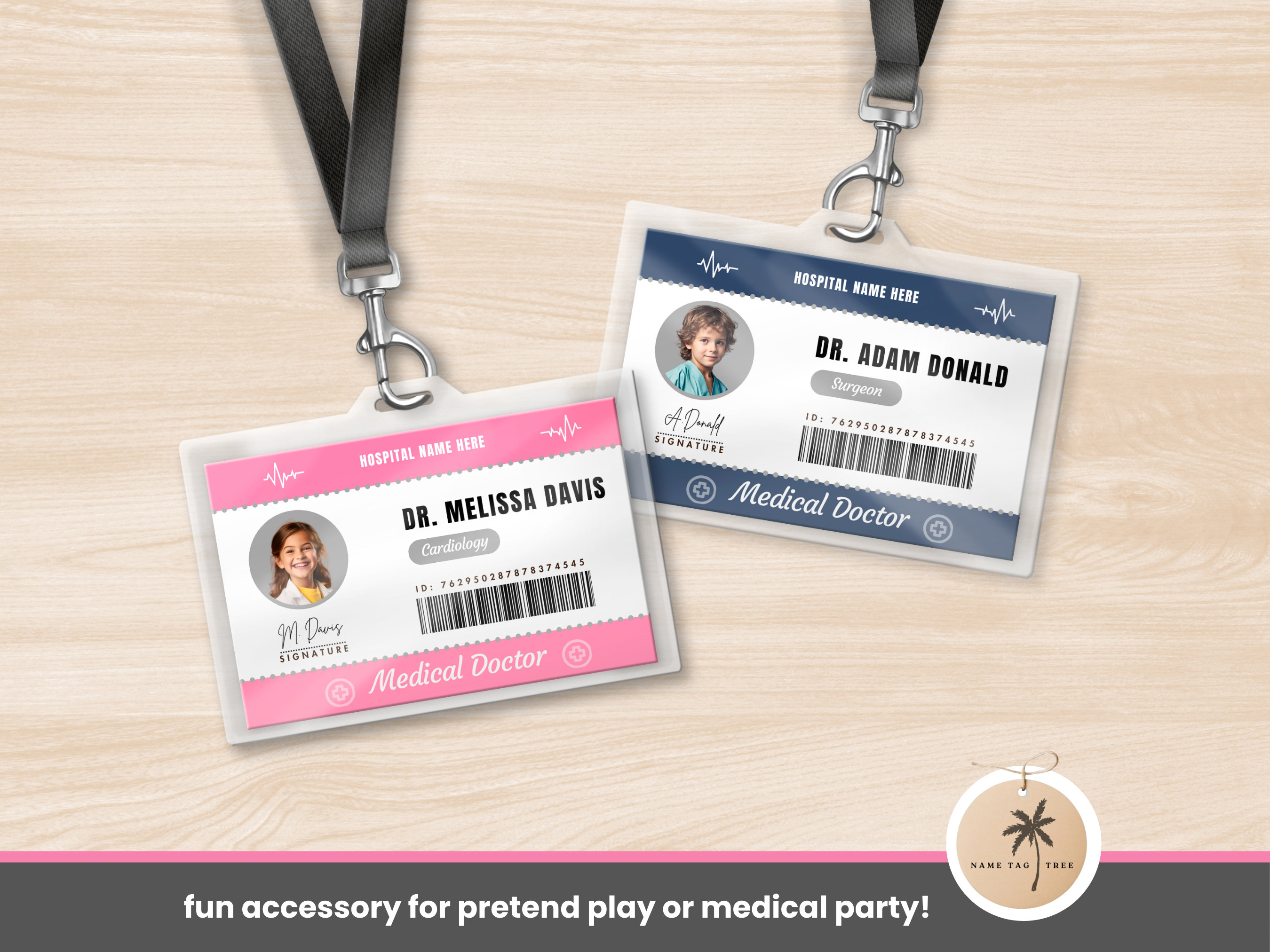 Children's Medical Staff ID, Make-believe Badge, Printable Pretend Play ...