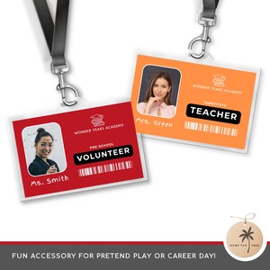 Teacher ID Card Template - Etsy