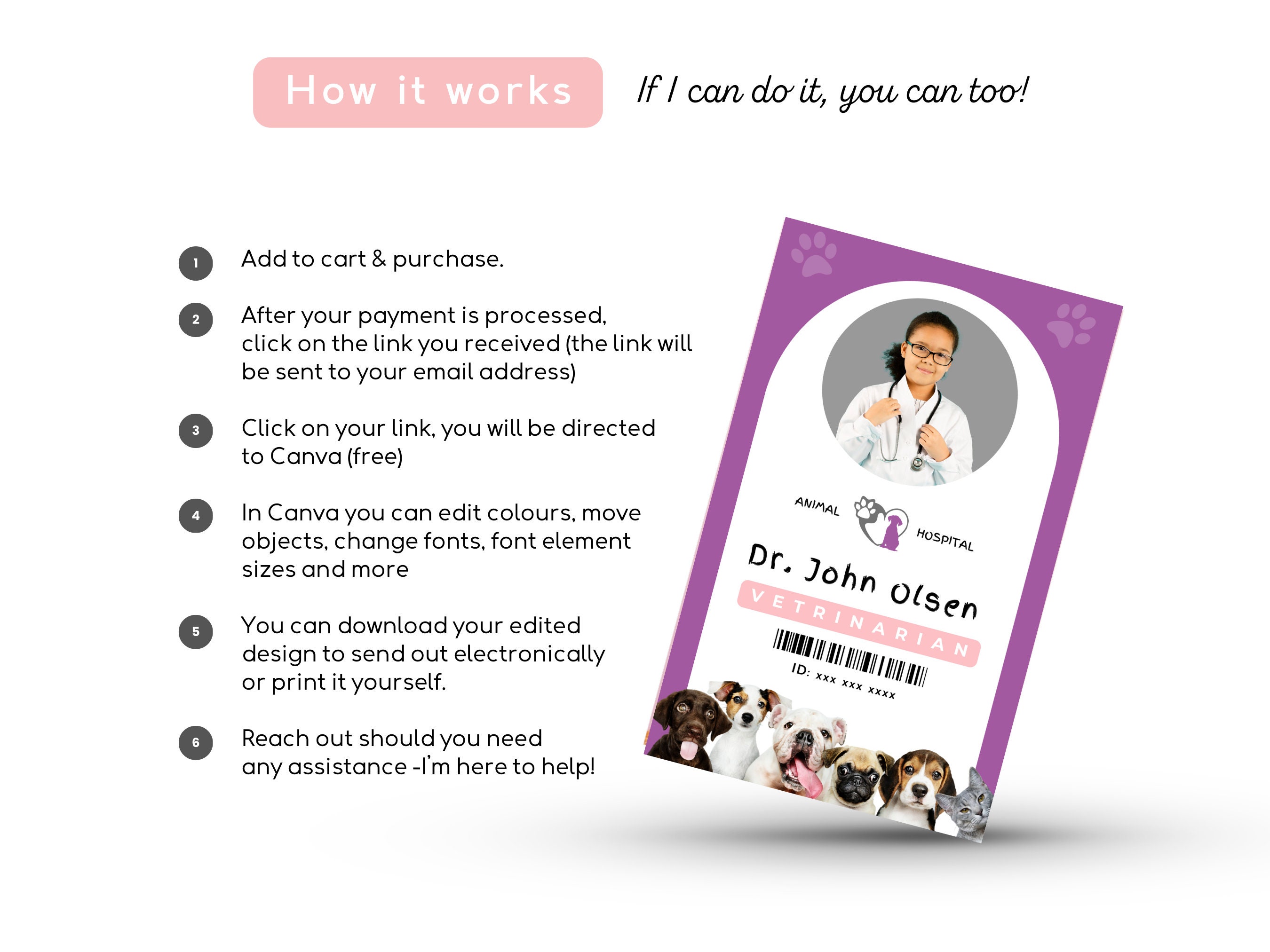 Pink Veterinarian ID Badge Template Vet Pretend Play Printables ...