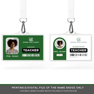 Teacher ID Card Template - Etsy