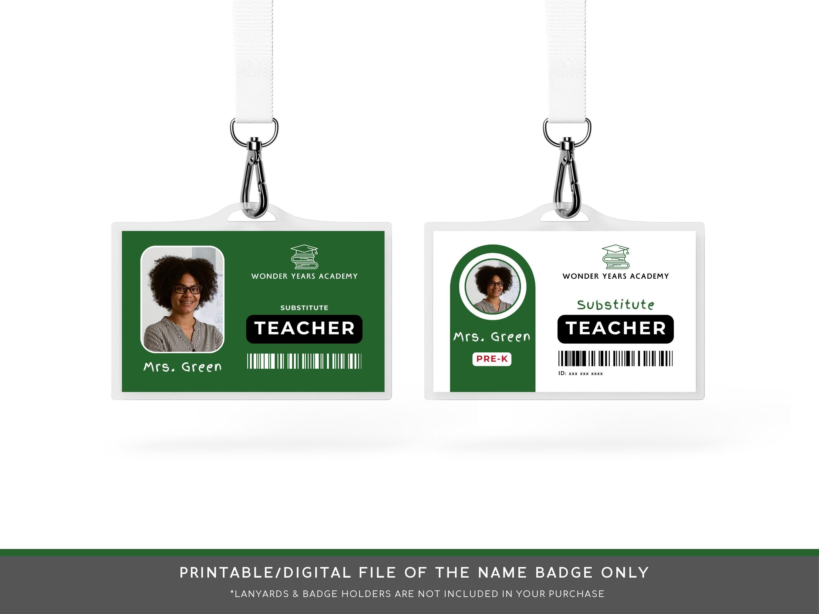 Teacher ID Card Template - Etsy