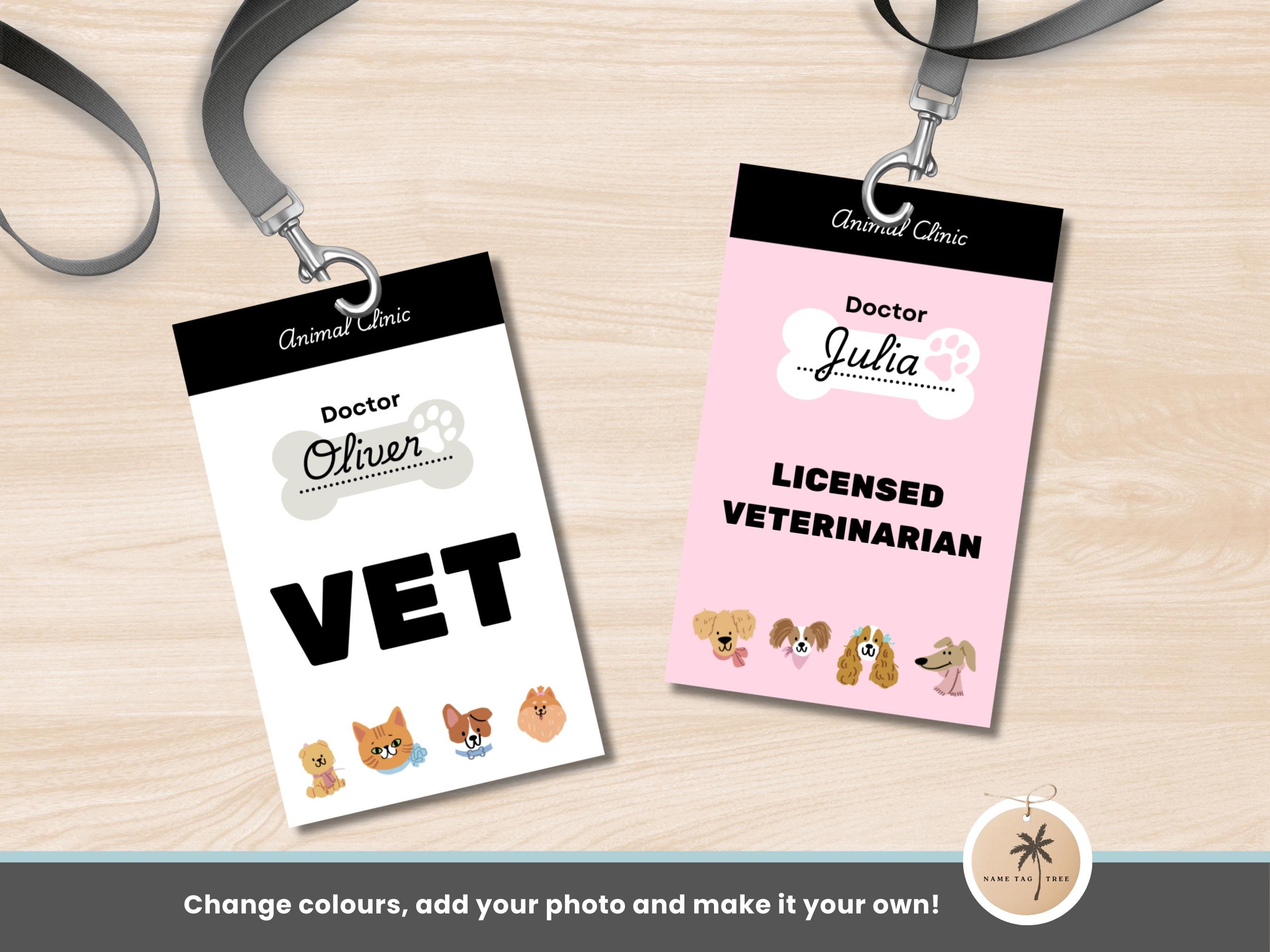 Printable Pet Vet Dress Up: Veterinarian Name Tags - Etsy