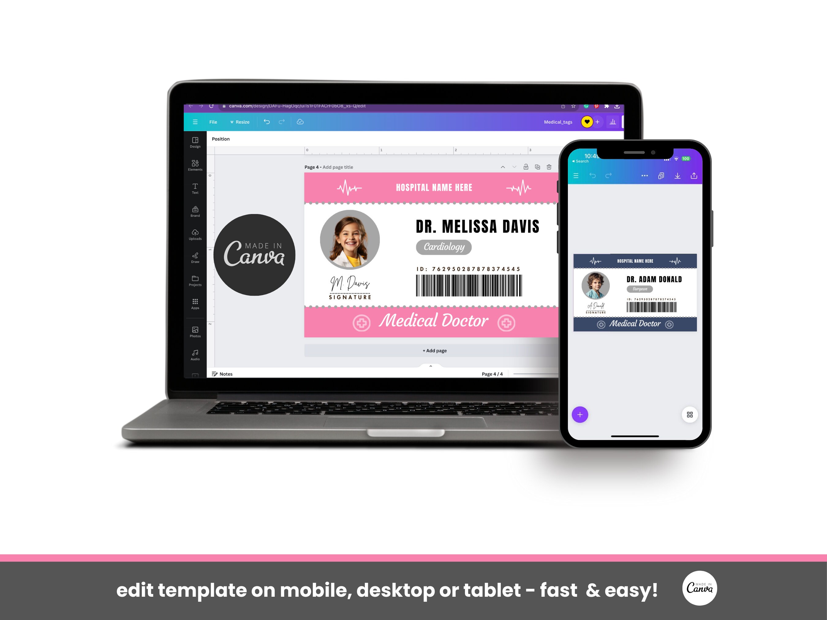 Editable Kids Doctor Badge Template | Printable Medical Name Tag ...