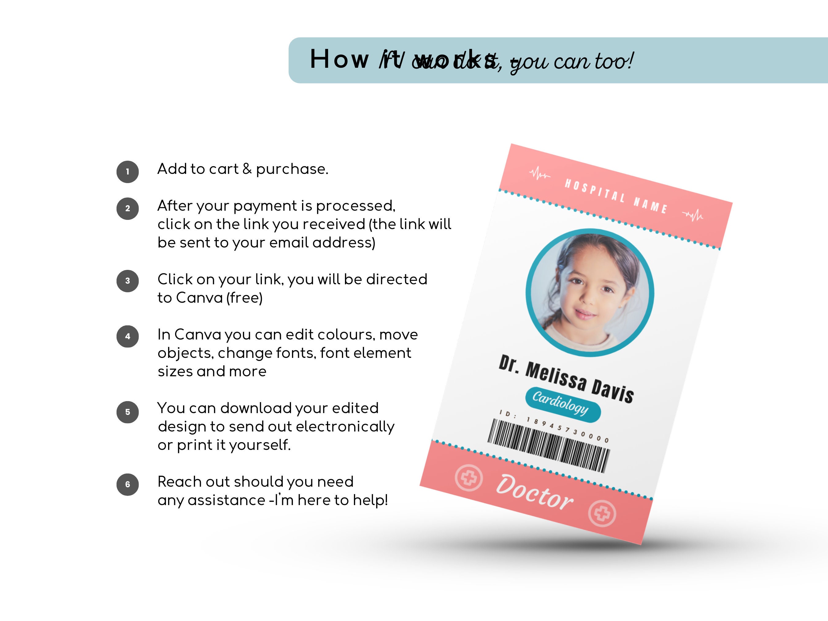 Kids Doctor Name Badge, Pretend Play ID Card Printable, Nurse Name ...