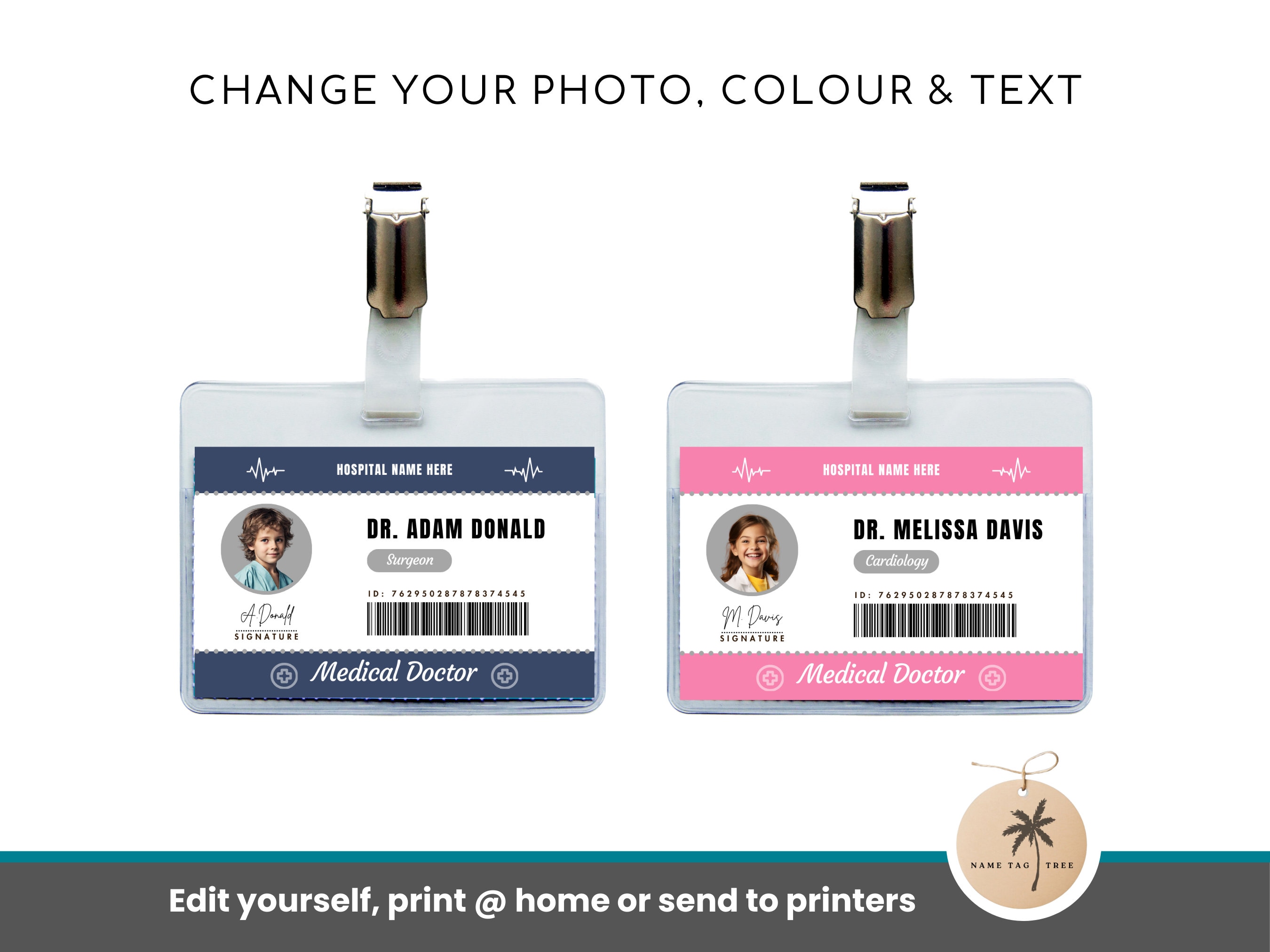 Editable Kids Doctor Badge Template | Printable Medical Name Tag ...