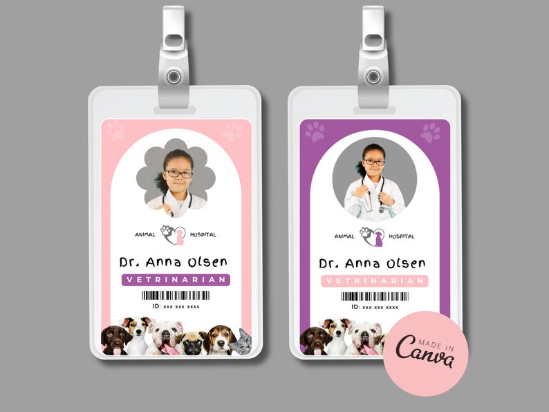 Pink Veterinarian ID Badge Template Vet Pretend Play Printables | DR ...