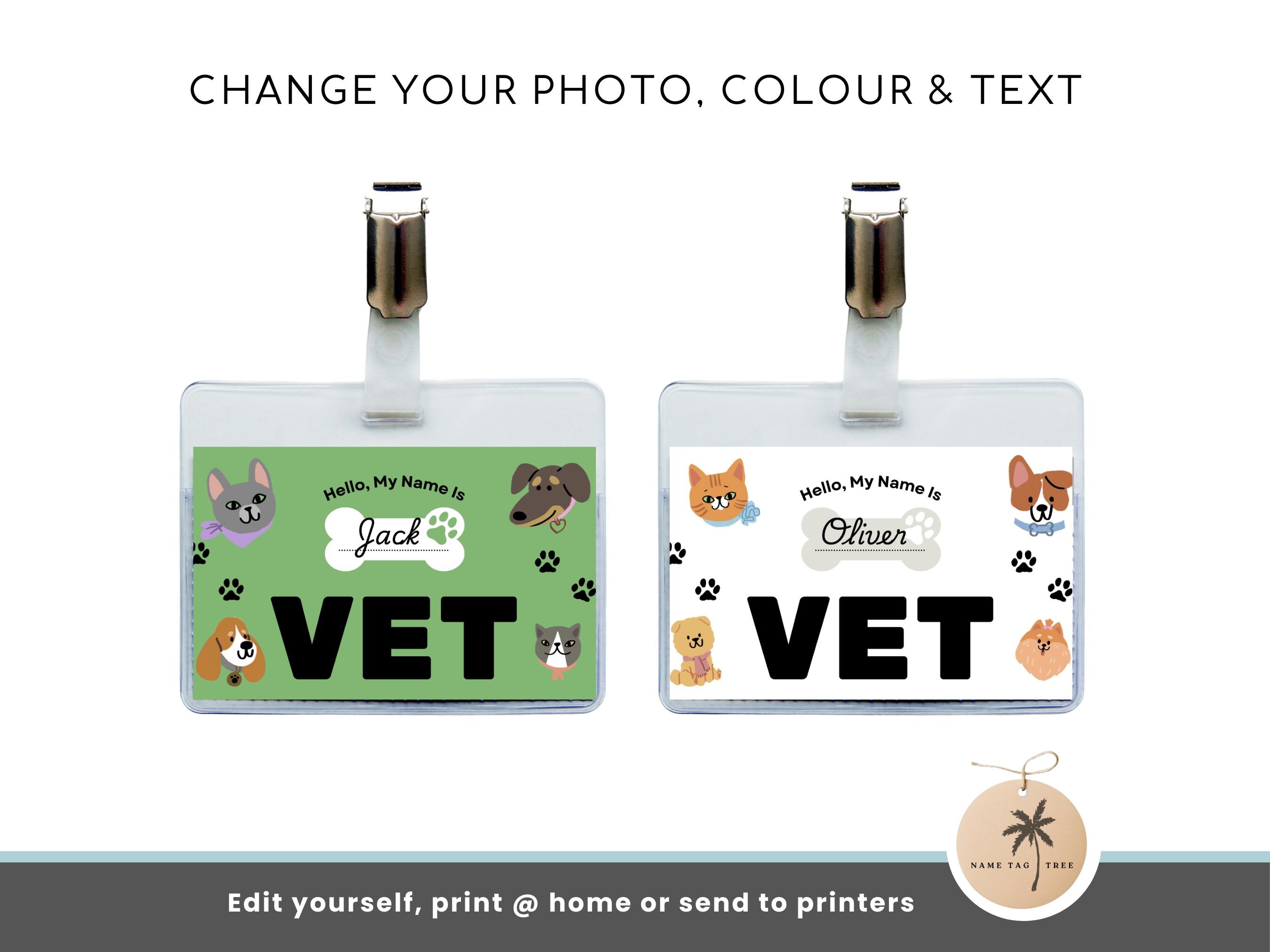 Printable Pet Vet Dress Up: Veterinarian Name Tags - Etsy