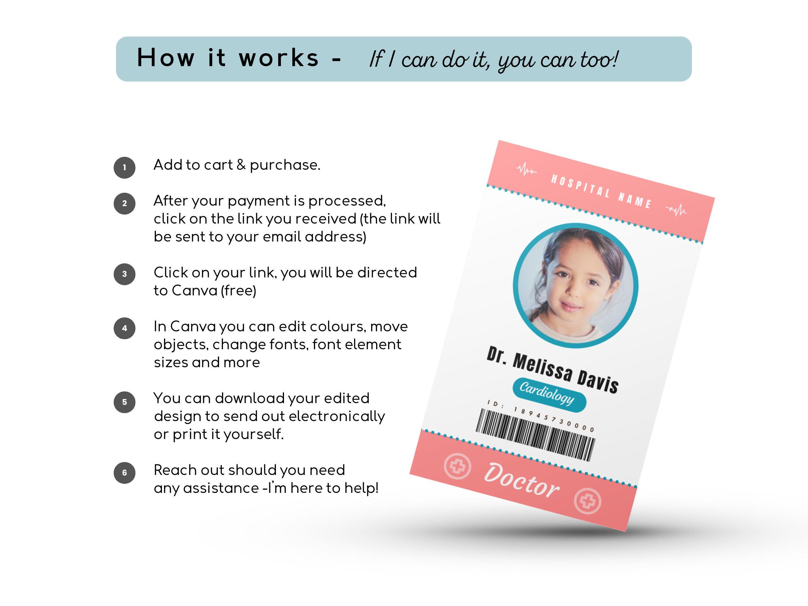 Kids Pretend Play Doctor Name Badge ID Card (digital Download) - Etsy
