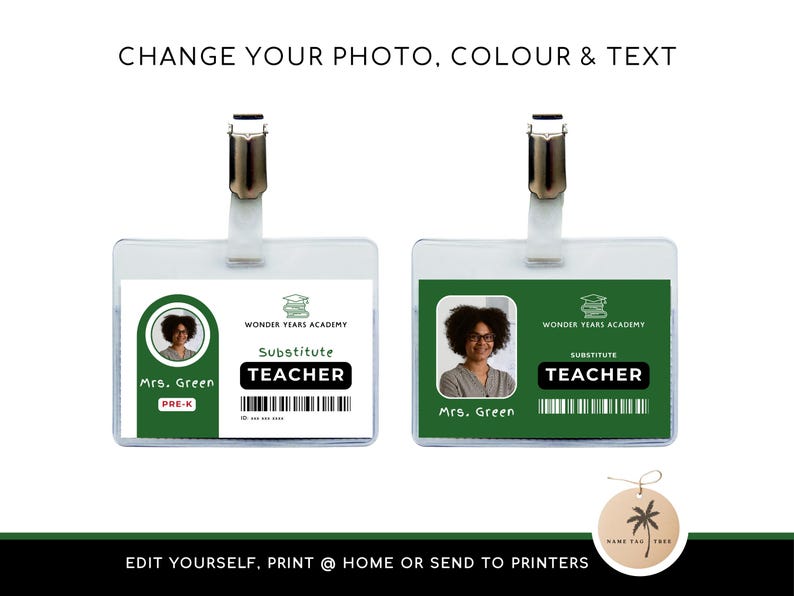 Teacher ID Card Template - Etsy