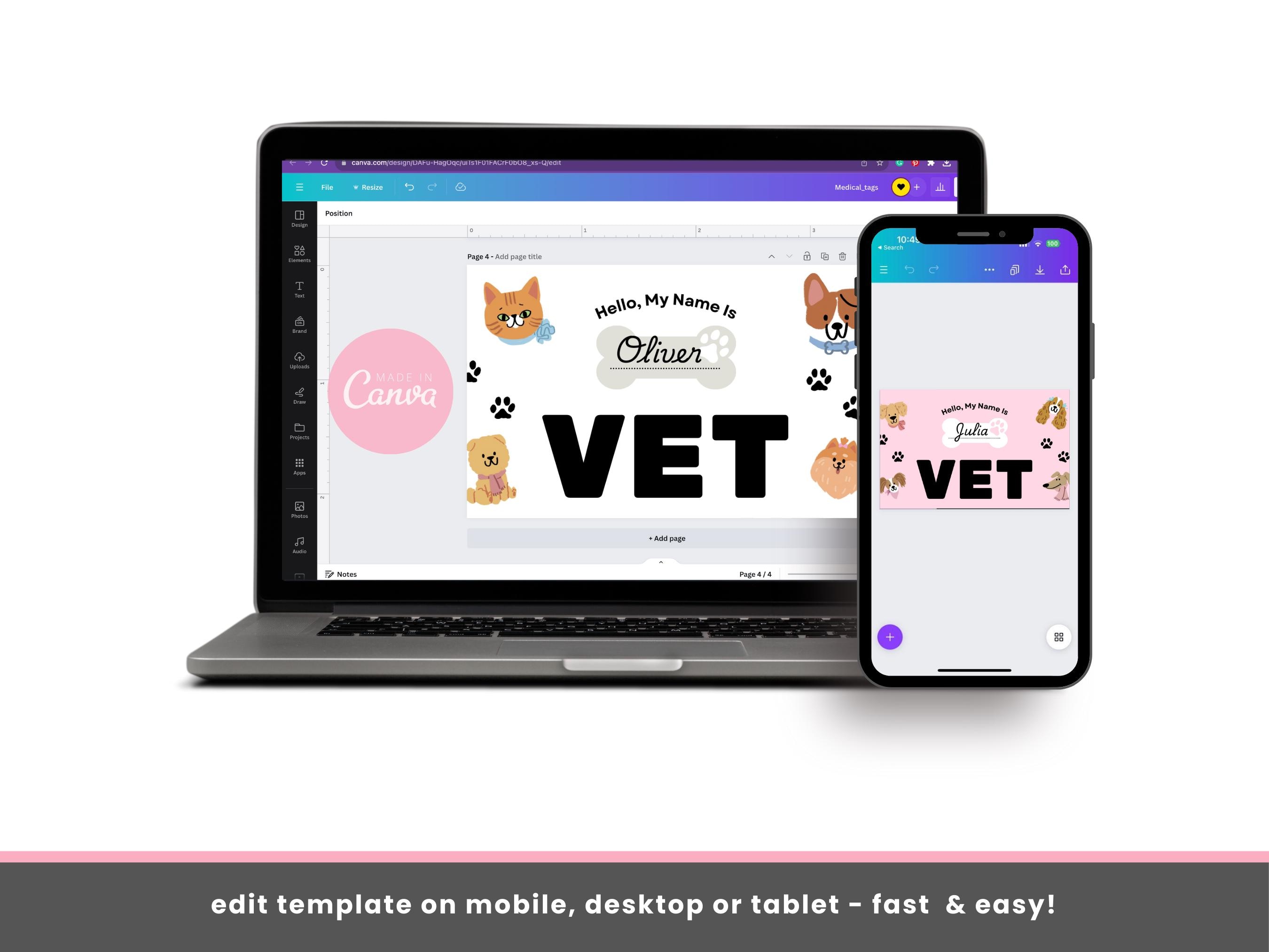 Printable Pet Vet Dress Up: Veterinarian Name Tags - Etsy