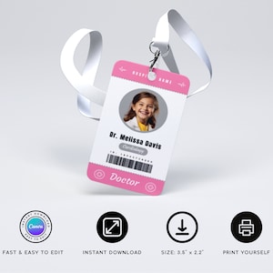 Editable Kids Doctor Badge Template | Printable Medical Name Tag ...