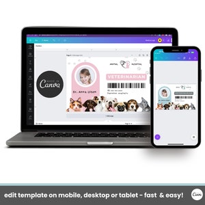 Customizable Vet Name Badge - Veterinarian ID Card for Kids Pretend ...