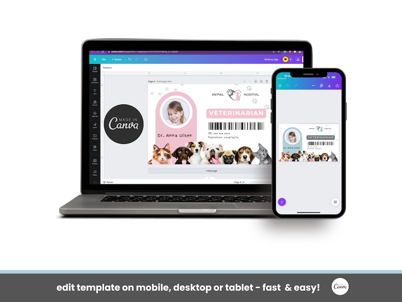 Customizable Vet Name Badge - Veterinarian ID Card for Kids Pretend ...