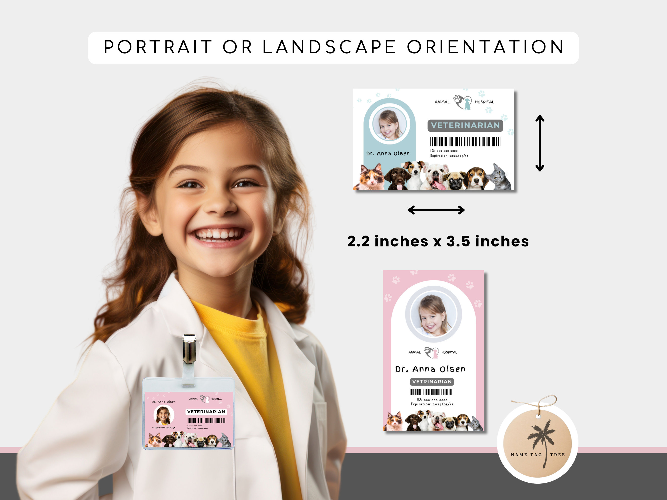 Customizable Vet Name Badge - Veterinarian ID Card for Kids Pretend ...