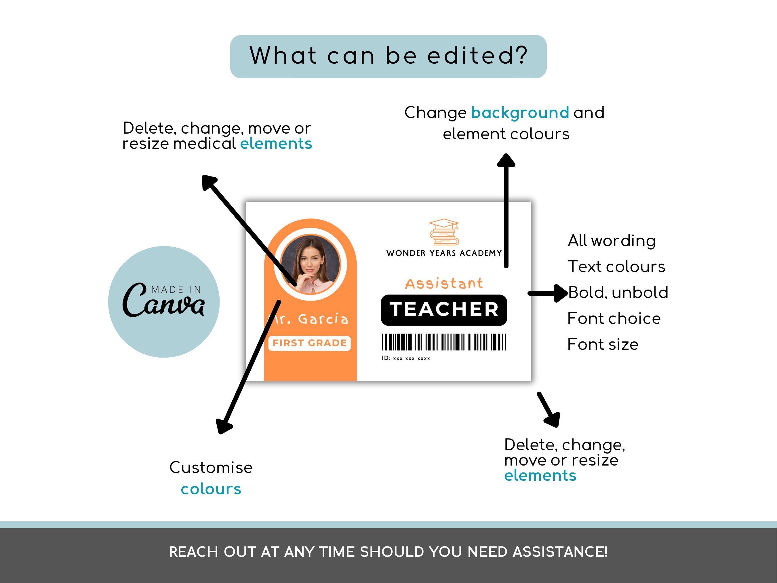 Teacher ID Card Template - Etsy