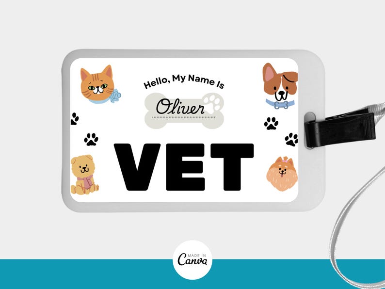 Printable Pet Vet Dress Up: Veterinarian Name Tags - Etsy