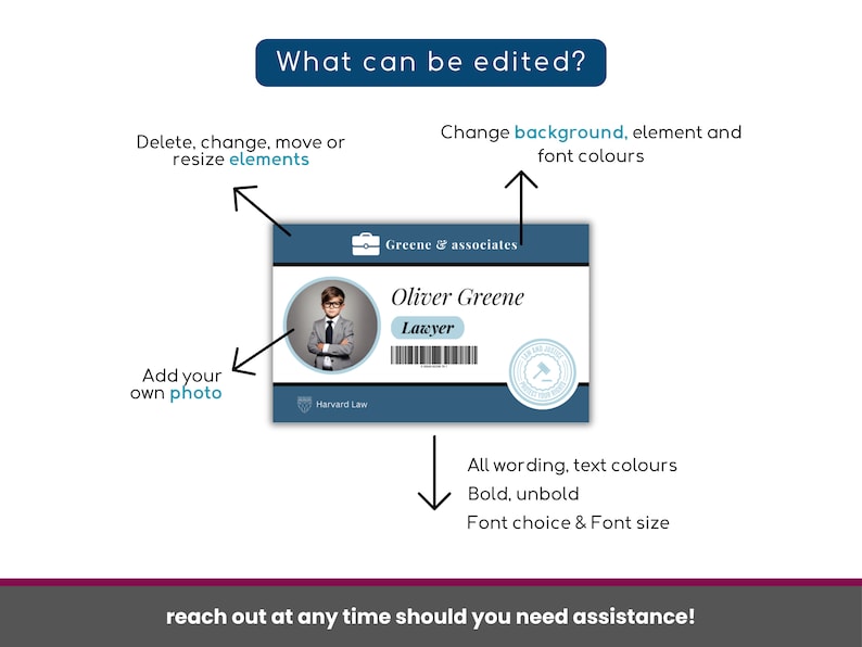 Attorney Name Badge for Kids: Printable and Editable Court Staff ID for ...