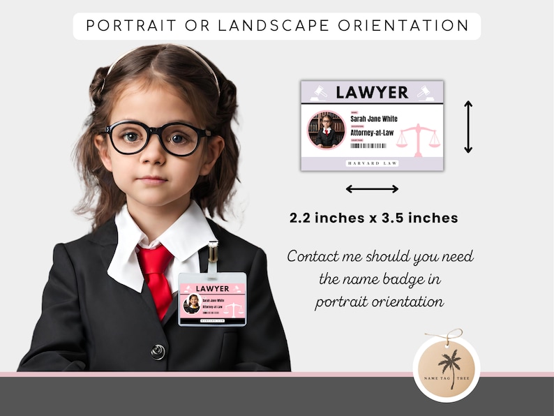 Kids Lawyer ID Badge Printable Editable Court Staff ID Pretend Play ...