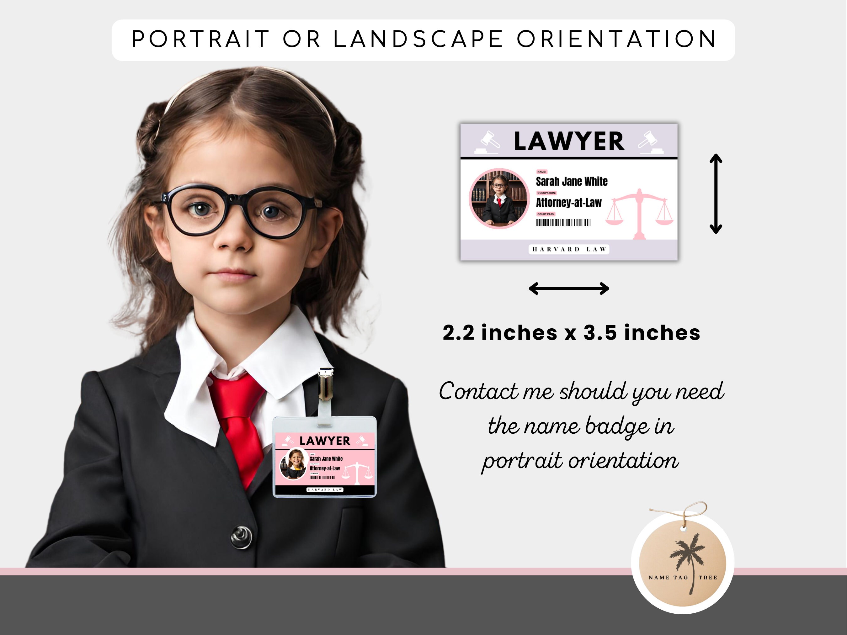 Kids Lawyer ID Badge Printable Editable Court Staff ID Pretend Play ...