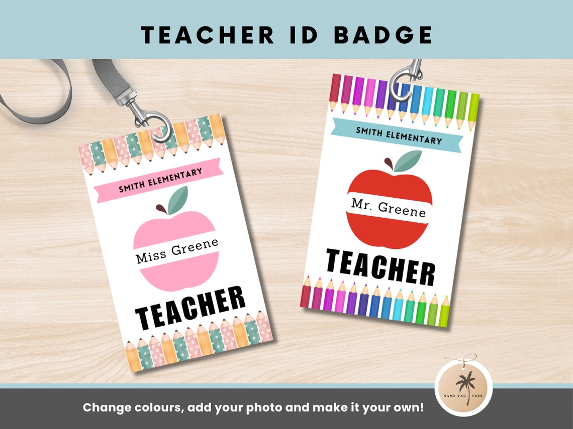 Printable Teacher Name Badge Template | Customizable School Badge - Etsy