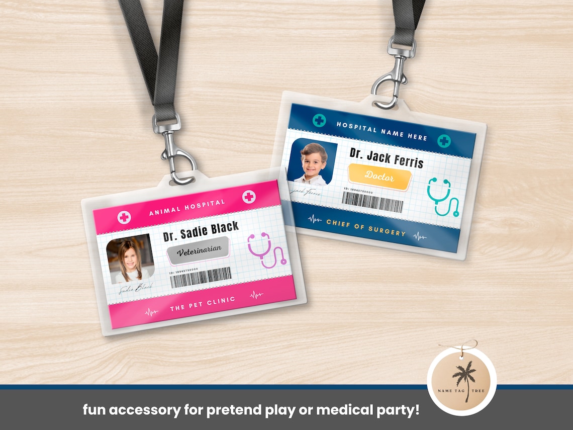 Nurse Name Badge | Registered Nurse ID Card Pretend Play | Girl School ...