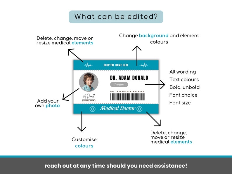 Kids Doctor Name Badge, Pretend Play ID Card Printable, Nurse Name ...